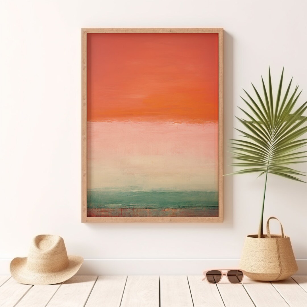 Crimson Horizon – Fiery Sunset Wall Art, Rothko Poster, Abstract Ocean ...