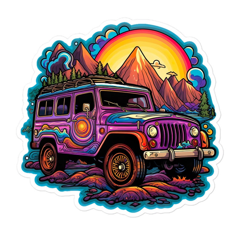 Trippy Jeep Sticker Sticker for Laptop, Hydroflask Sticker, Sticker for ...