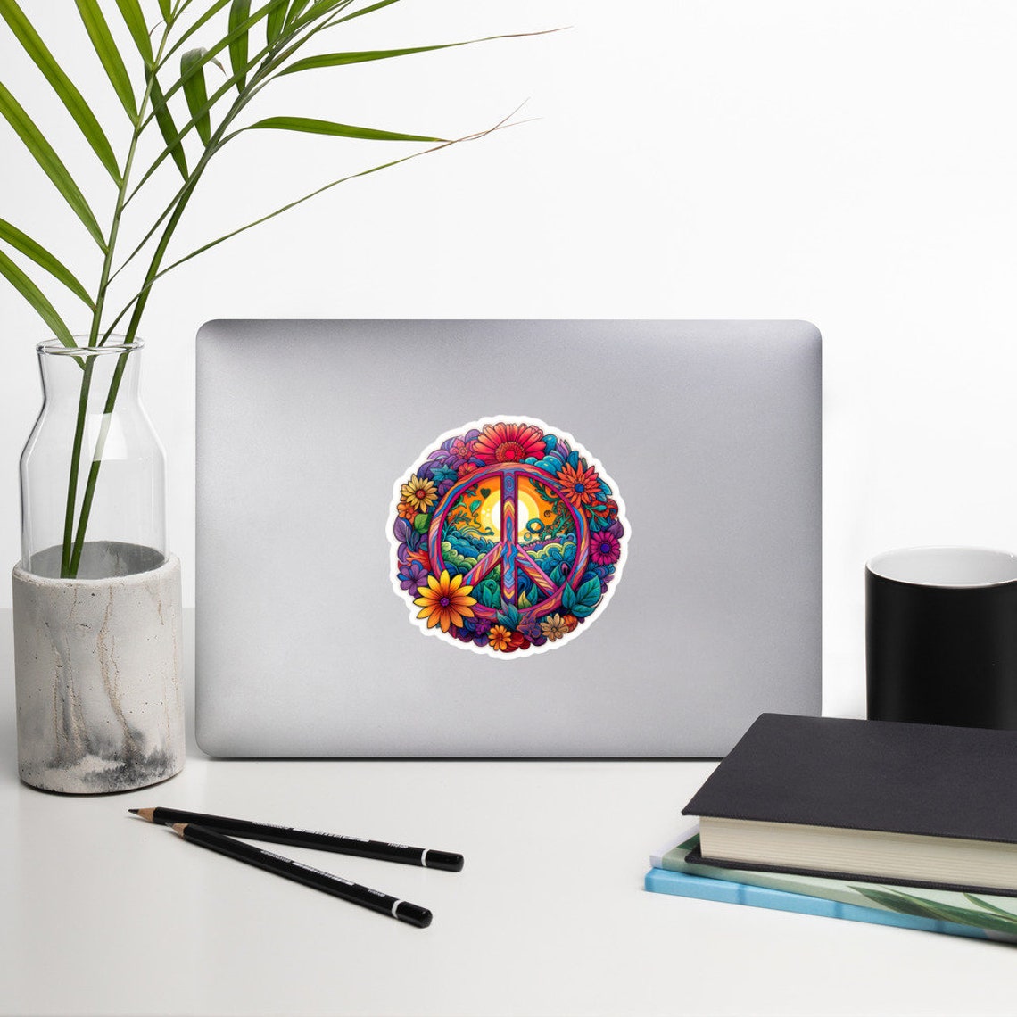 Floral Peace Sign Sticker – Hippie Boho Decor - Etsy