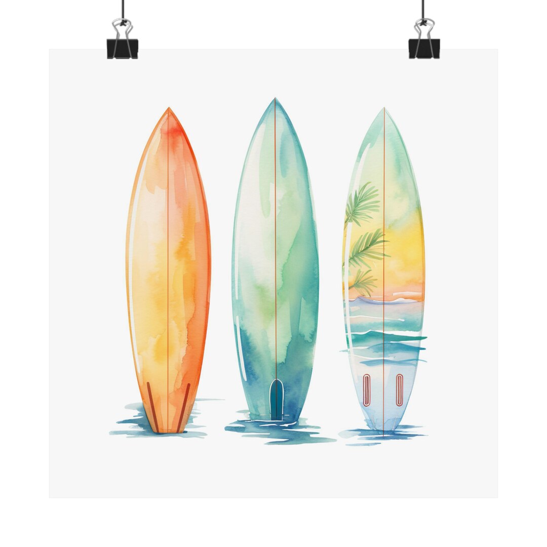 Ocean-inspired Surfboard Watercolor Painting - Gift for Surfer, Surfing ...