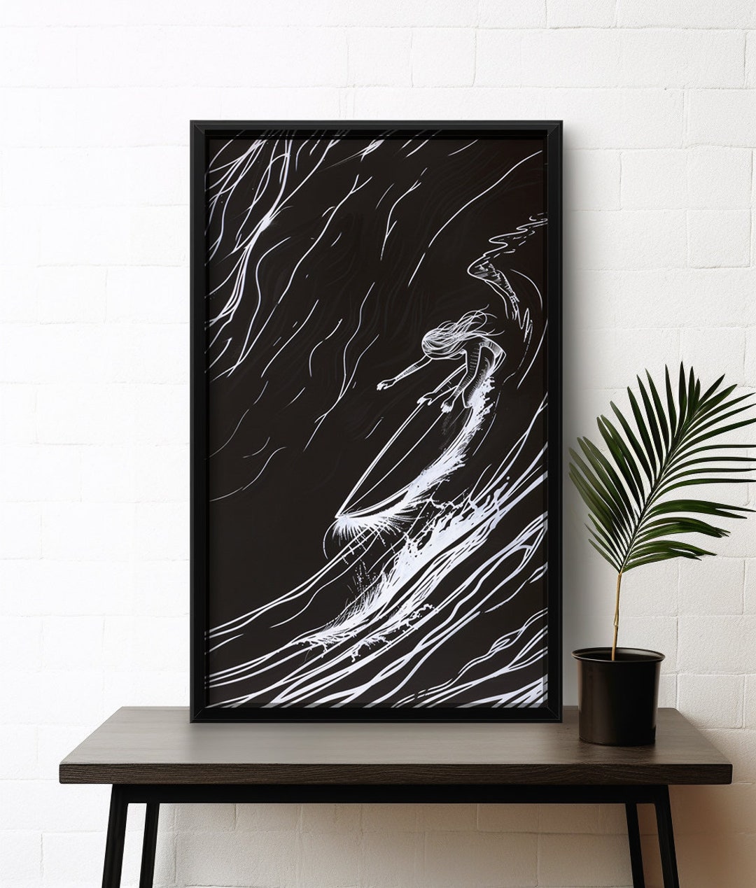 Vintage Surf Longboard Wall Art – Retro Coastal Poster for Surfboard ...