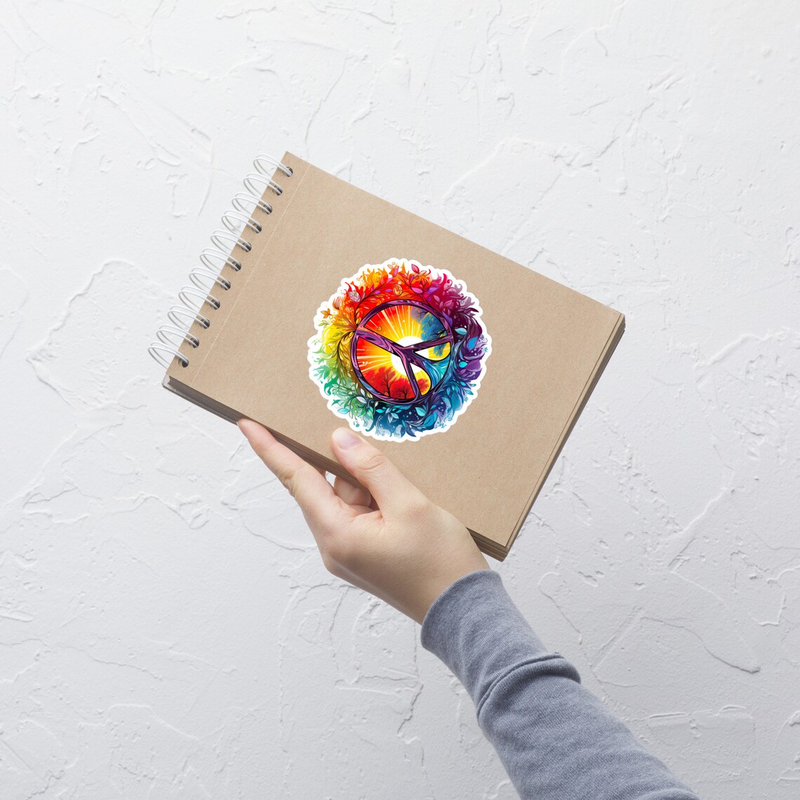 Rainbow Floral Hippie Peace Sign Sticker - Sticker for Laptop ...