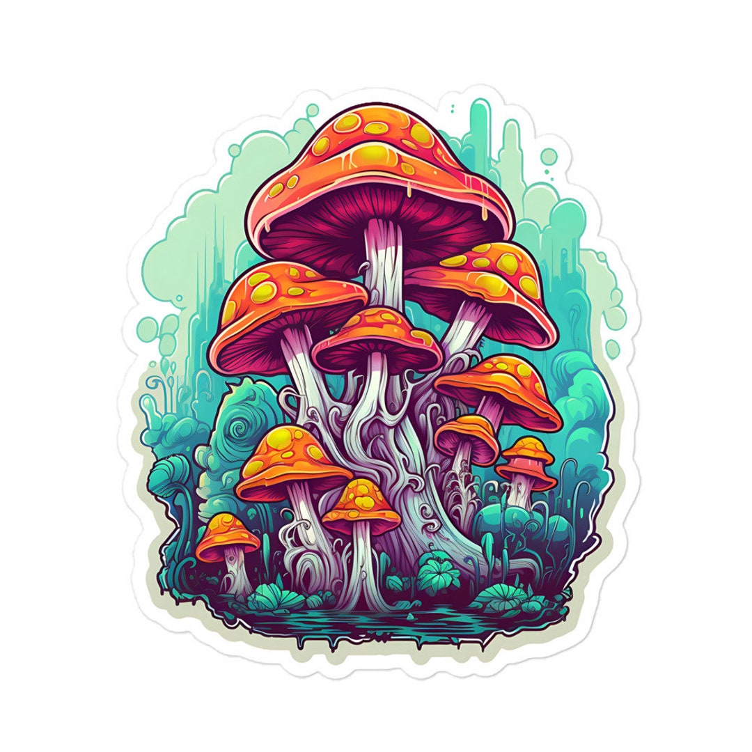 Enchanted Fungi Fantasia: Magic Mushroom Sticker - Sticker for Laptop ...