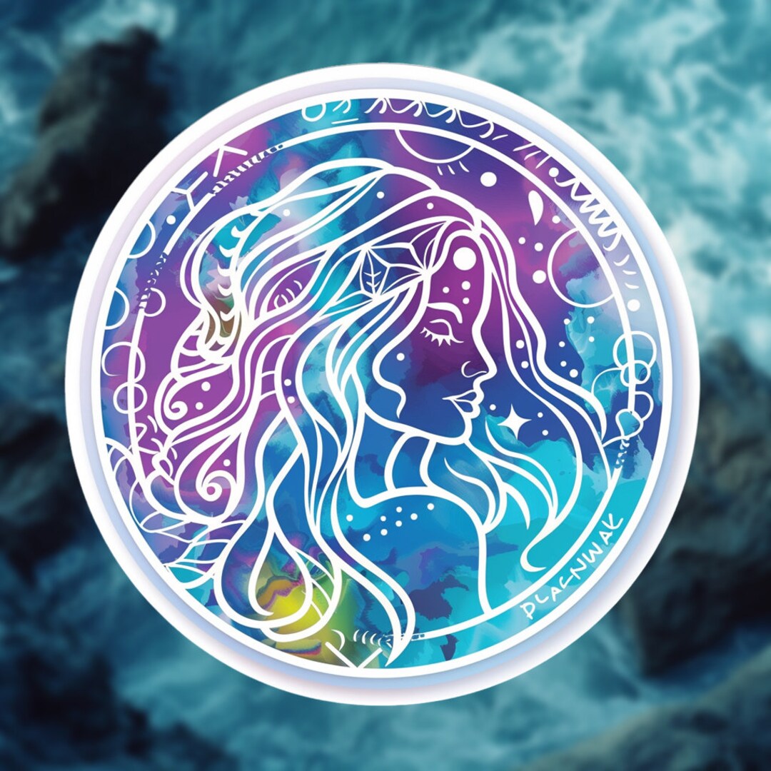 Zodiac Sticker - Aquarius Women Surfer - for Laptop, Hydroflask, and ...