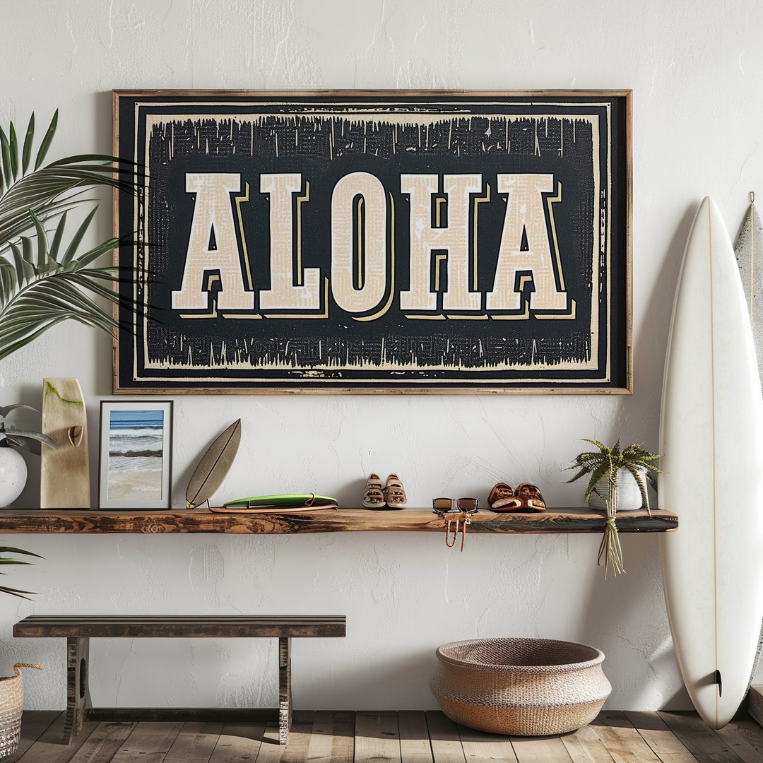 Retro Aloha Print – Vintage Hawaiian Typography Poster, Island Wall Art ...