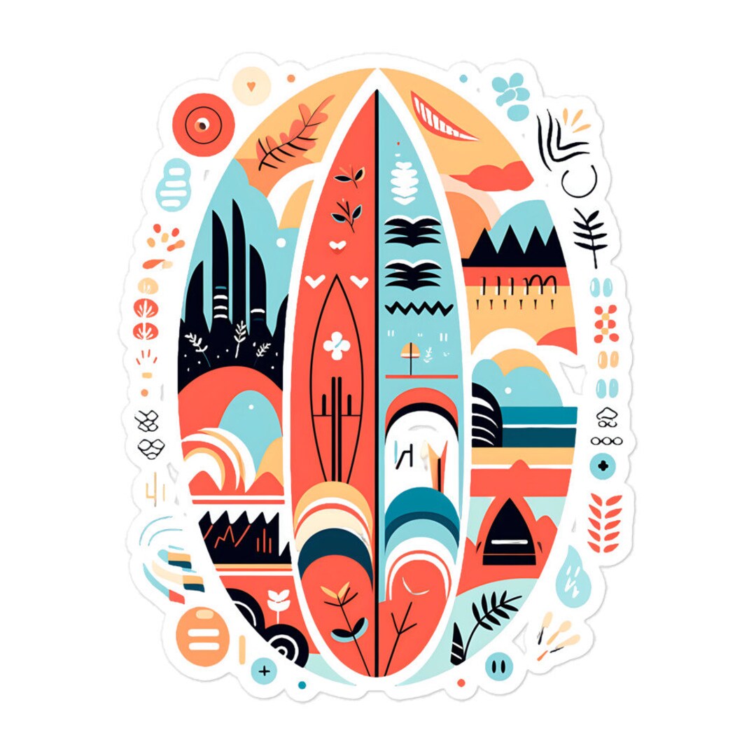 Surfboard Sticker – Laptop Decal, Hydroflask Vinyl, Car Sticker ...