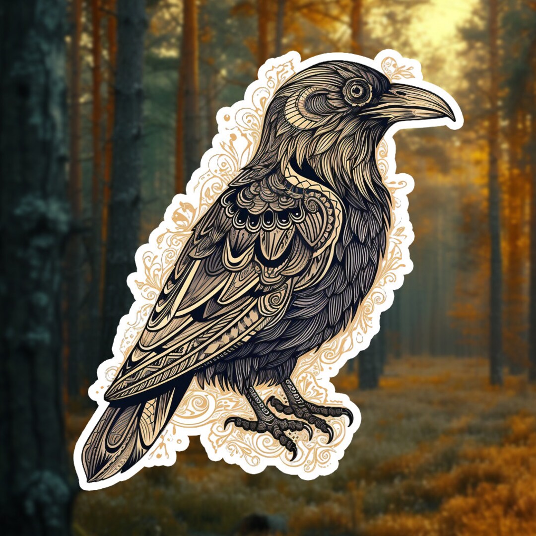 Black and Gold Raven Sticker – Laptop, Hydroflask, Car Decal - Etsy