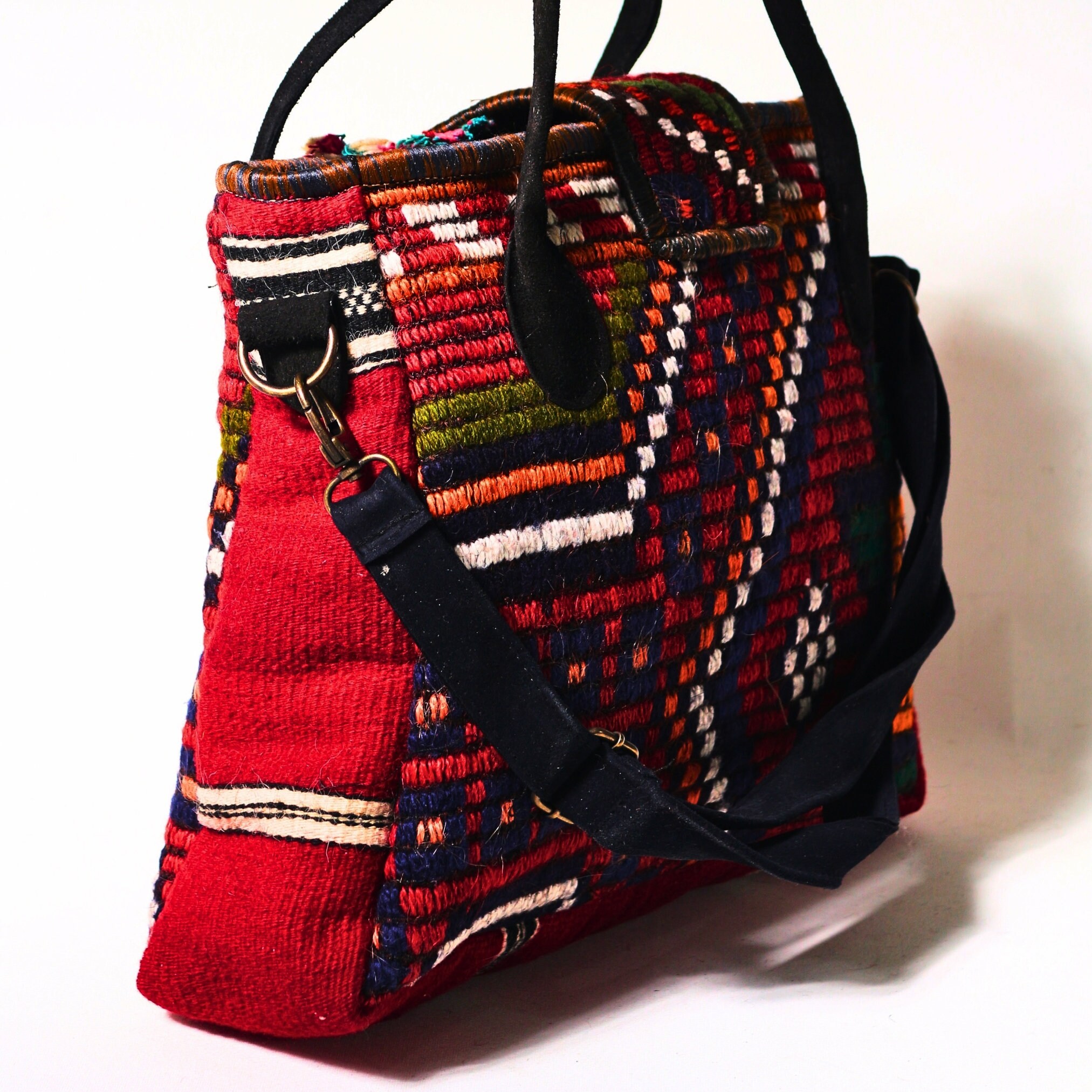 HANDMADE TRADITIONAL STAR Motif Anatolian Kilim Bag, Handwoven Carpet ...