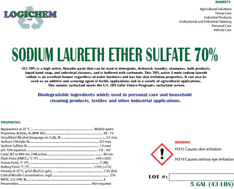 SLES 70% - Sodium Laureth Ether Sulfate 70 - Etsy