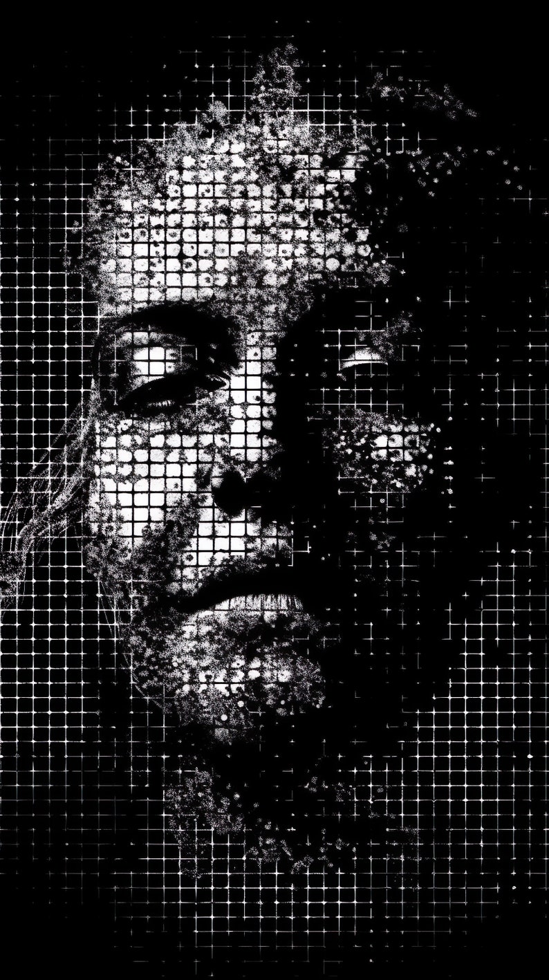 Pixelated Women, Negative Space, Woven Patterns-4 Image Variation in ...