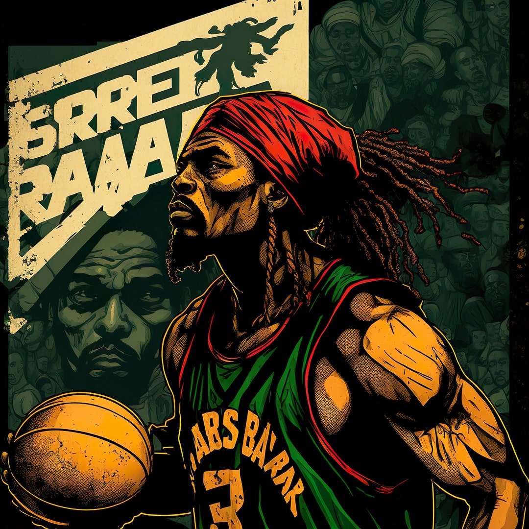 Rastafarian Streetball Star Shines on AI Poster as Team's MVP - Etsy