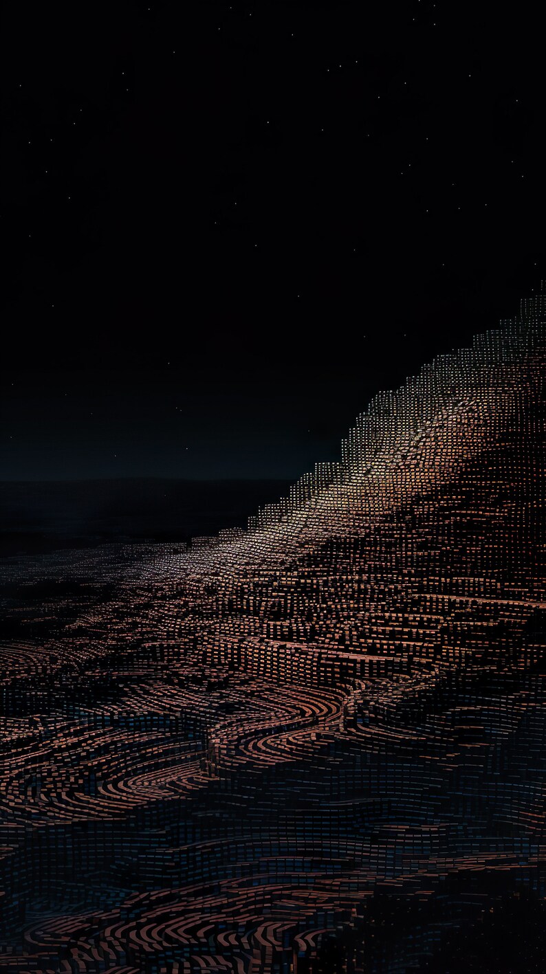 Unique Art - Muted Colors Desert, 3D Blocks, Barcode Sky- 4 Image ...