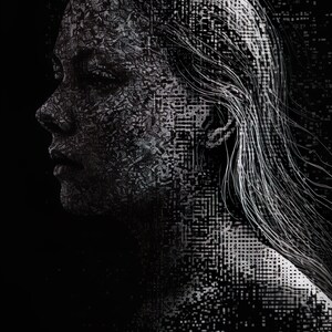 Pixelated Women, Negative Space, Woven Patterns-4 Image Variation in ...