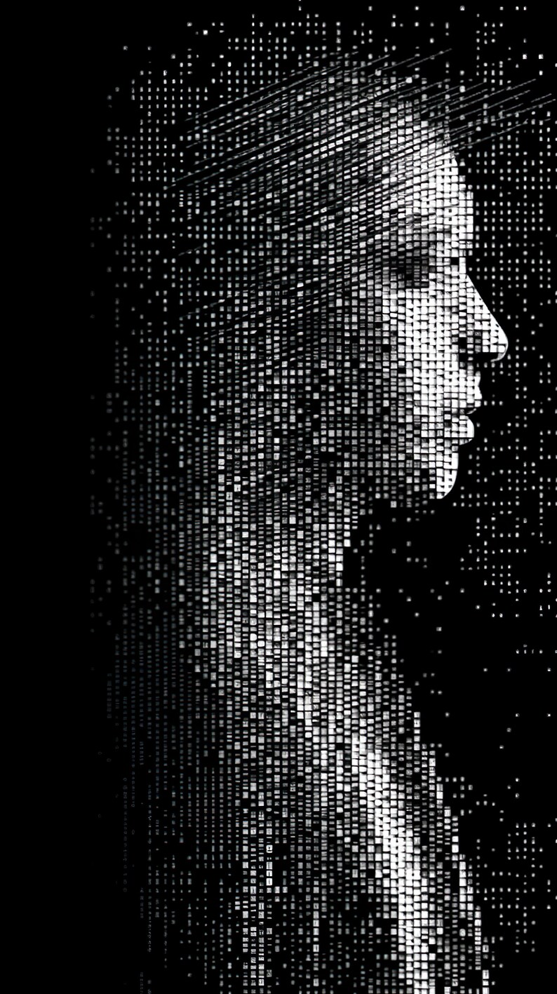 Pixelated Women, Negative Space, Woven Patterns-4 Image Variation in ...