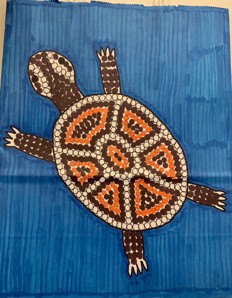 Aboriginal Dot Work Turtle - Etsy