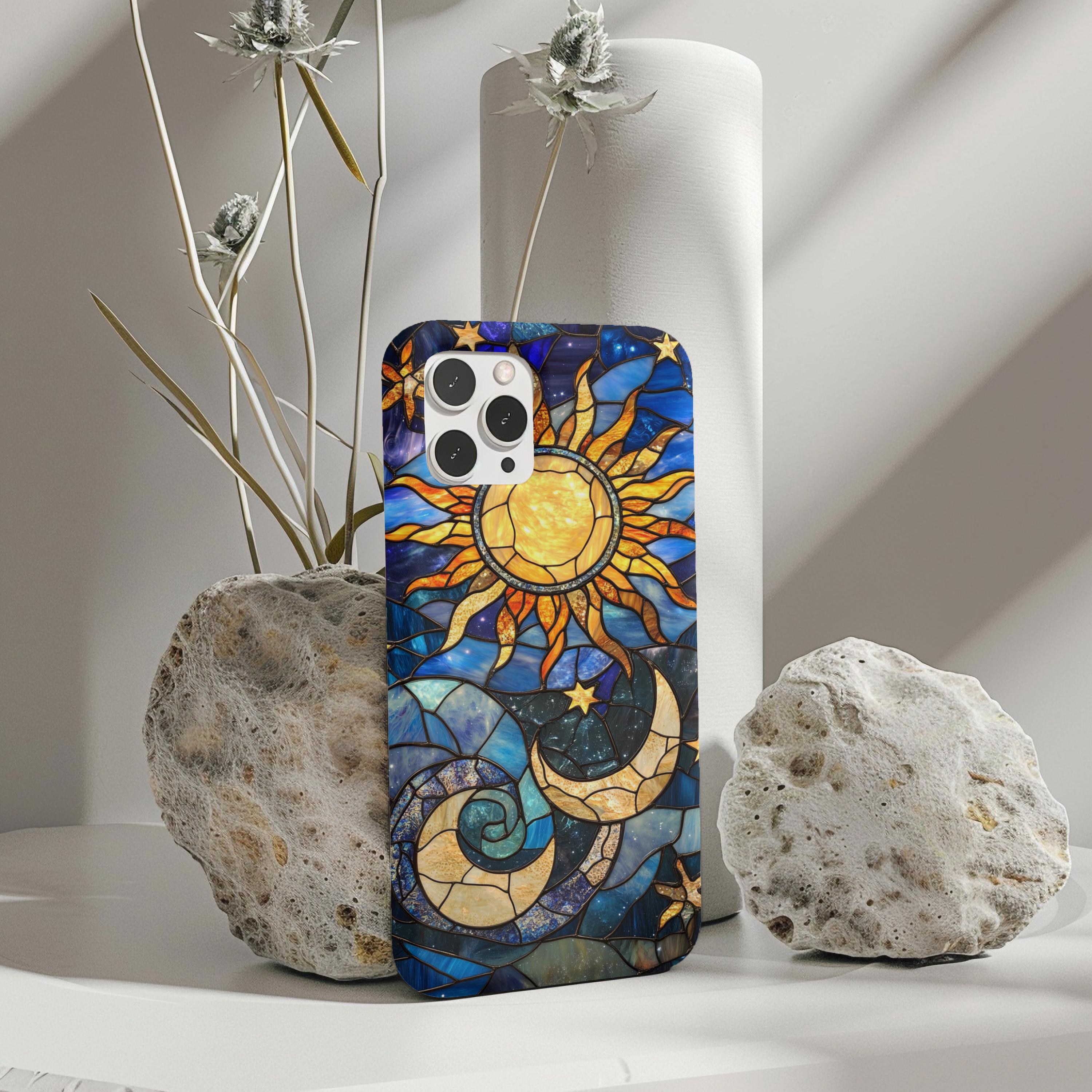 Celestial Sun and Moon Stained Glass Tough Phone Cases, Case for iPhone ...