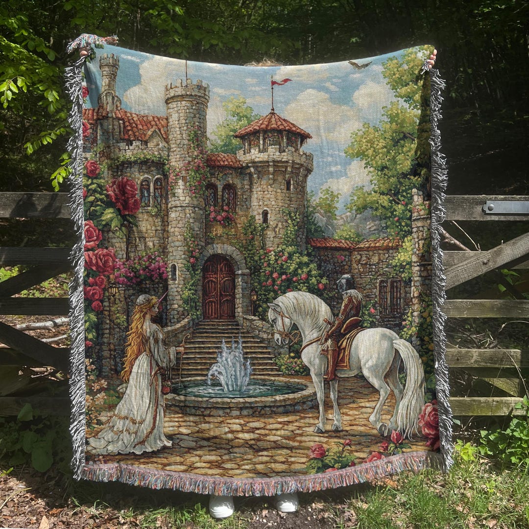 Woven Blanket, Medieval Castlecore Woven Blanket - Cozy Home Decor ...