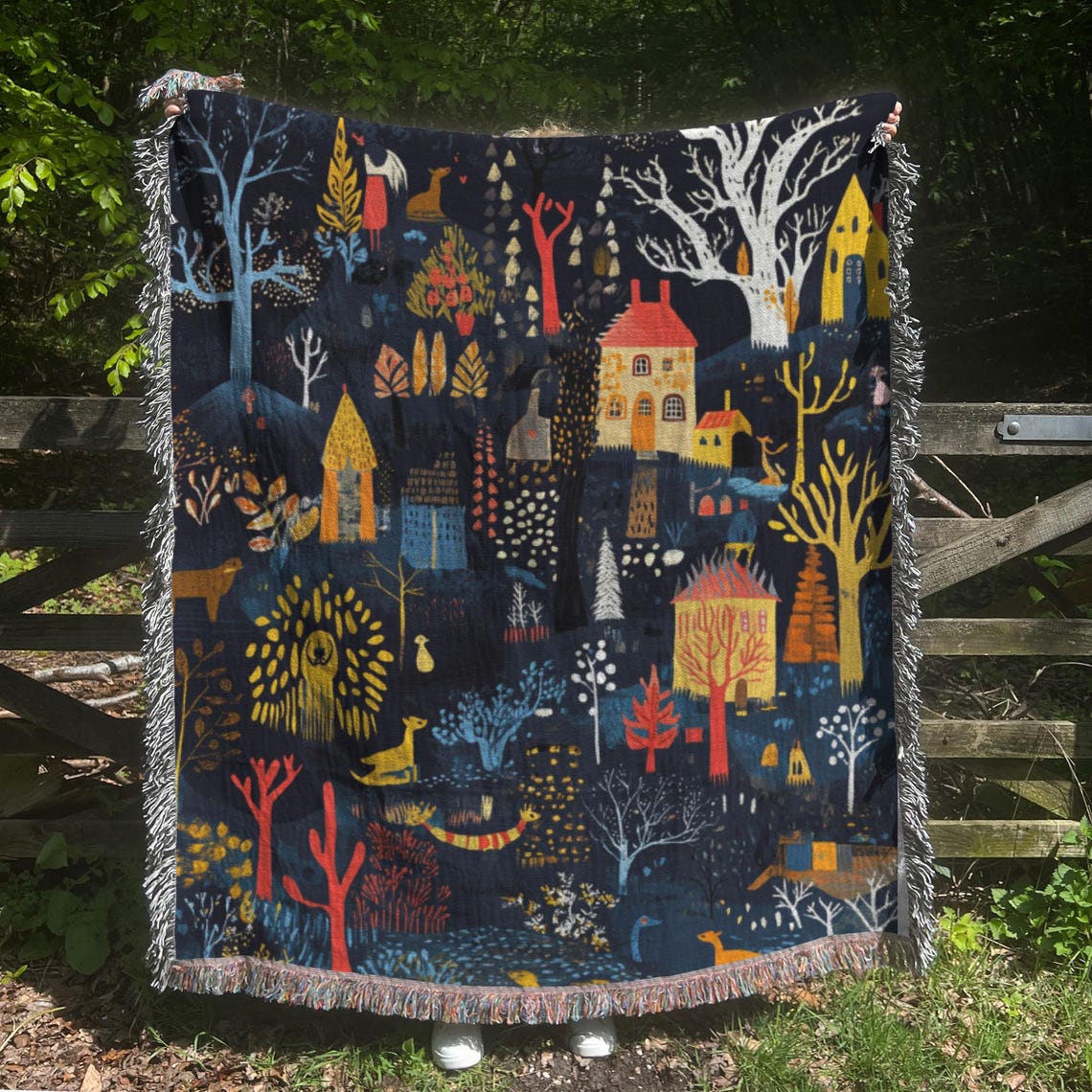Nordic Folkart Woven Blanket: Scandinavian Hygge Home Decor - Etsy