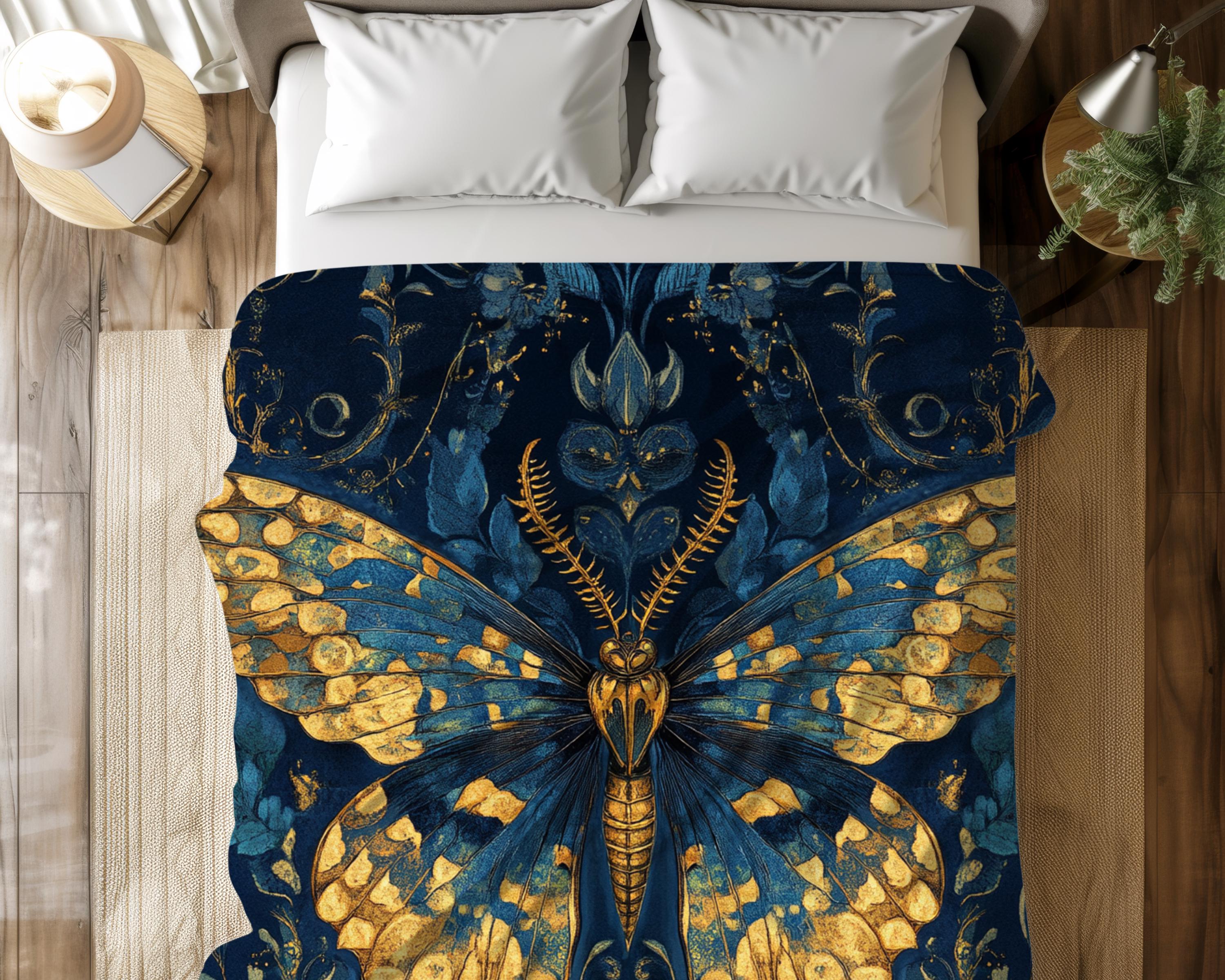 Woodland Moth Throw Blanket, Cottagecore Blanket, Moth Blanket, Dark ...