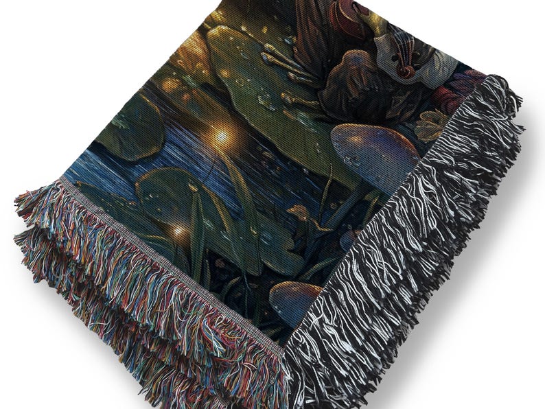 Frog Musicians Woven Blanket: Cottagecore Boho Home Decor - Etsy