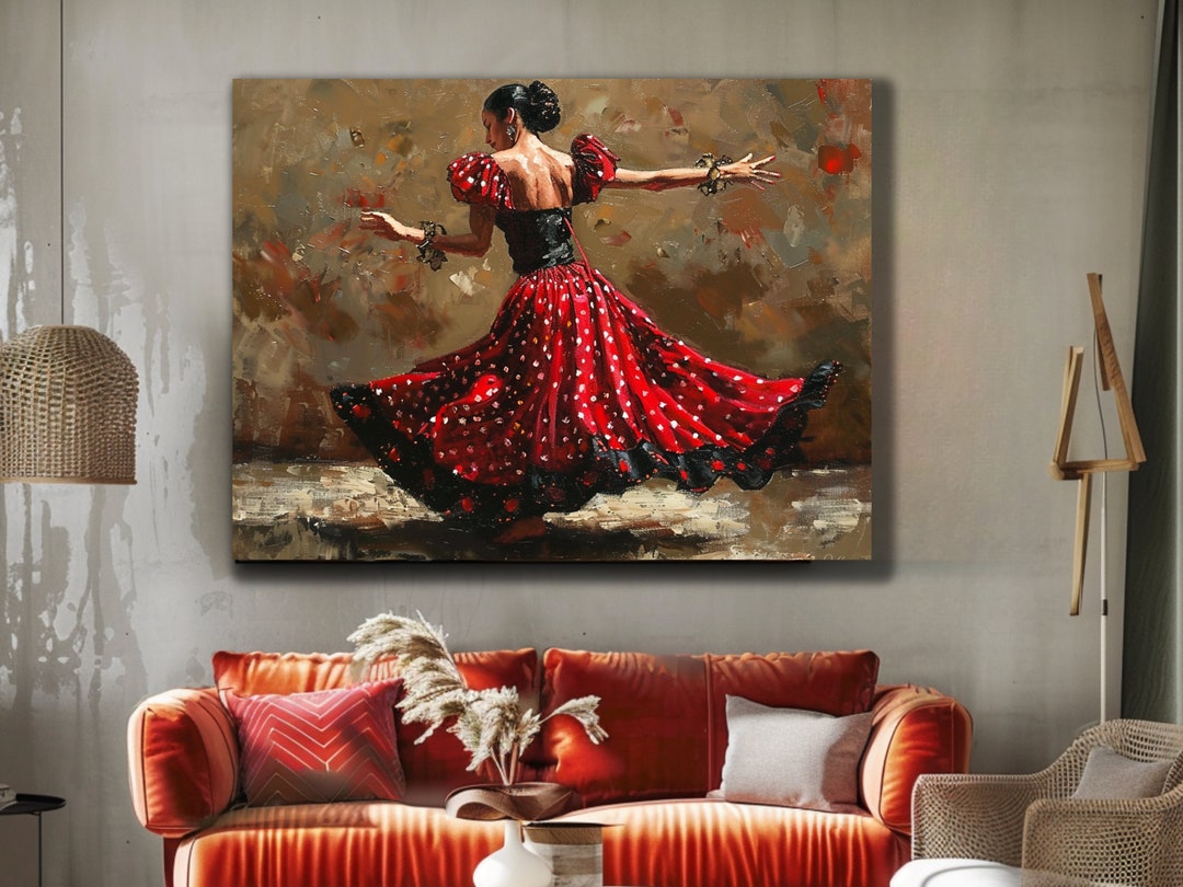 Spanish Flamenco Dancer Canvas Art: Cottagecore Spain Decor - Etsy