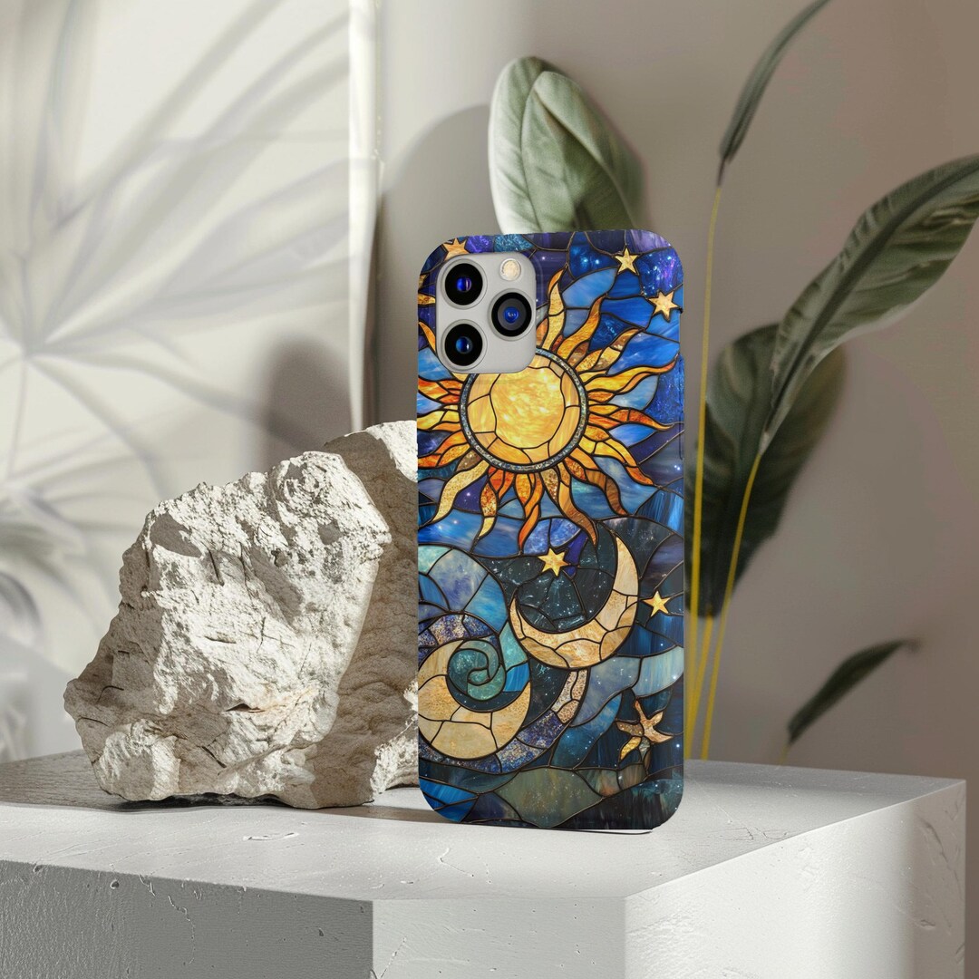 Celestial Sun and Moon Stained Glass Tough Phone Cases, Case for iPhone ...