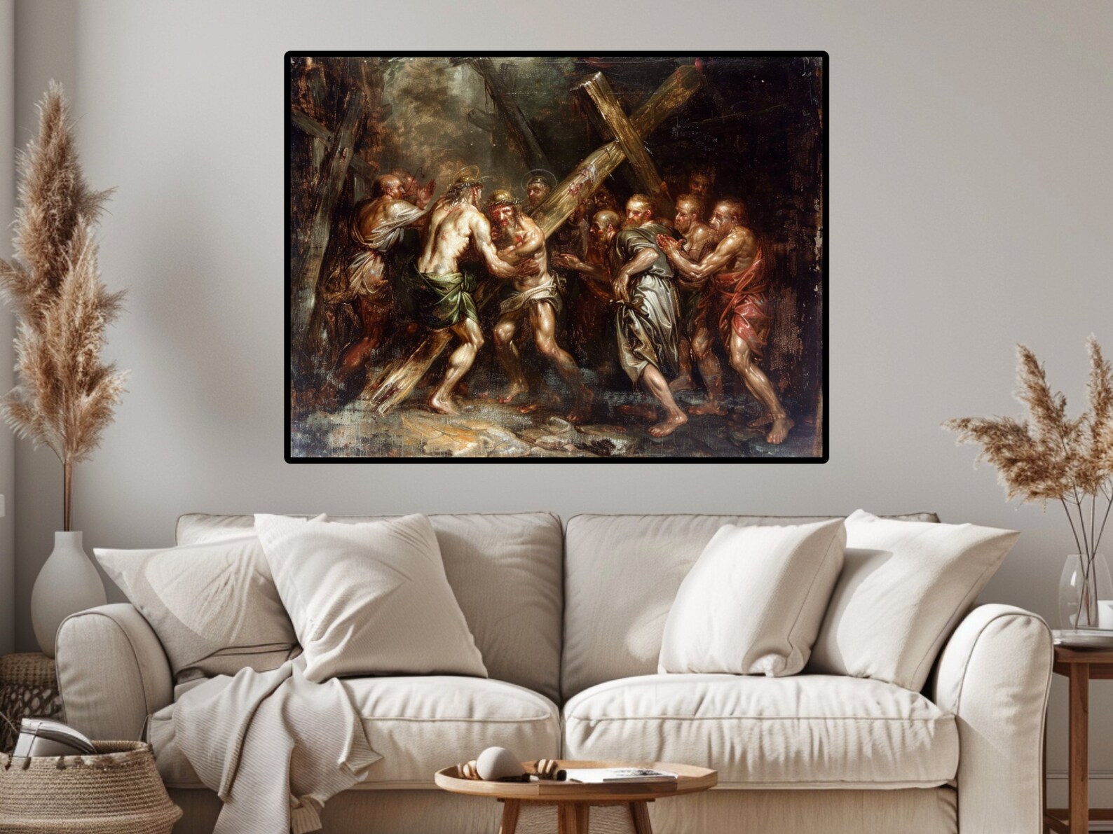 The Rising of the Cross of Jesus Christ Canvas Painting Print, Religious Wall Art - Etsy