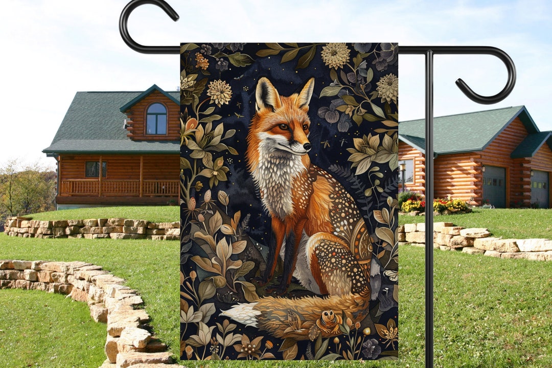 Fox Garden Flag: William Morris Inspired Cottagecore Banner - Etsy