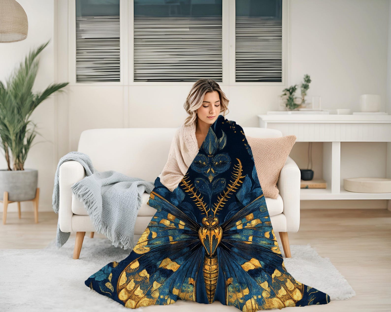 Woodland Moth Throw Blanket, Cottagecore Blanket, Moth Blanket, Dark ...