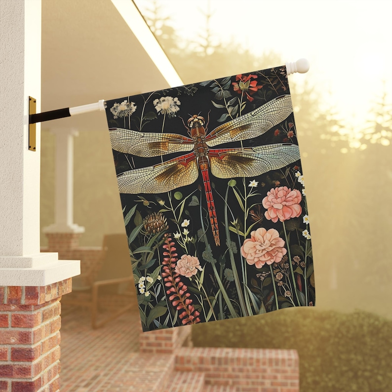 William Morris Dragonfly Garden Flag: Art Nouveau Cottagecore Decor - Etsy