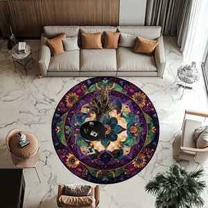 Mandala Round Rug: Bohemian Polyester Chenille Accent Rug (60x60) - Etsy