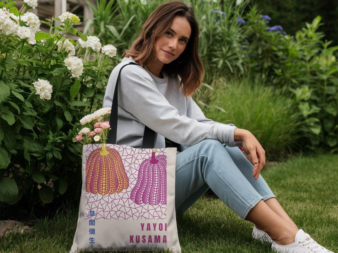 Yayoi Kusama Tote Bag, Japanese Art Bag, Japandi Print Book Bag ...