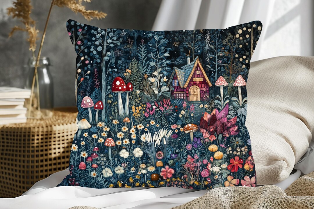 Cottagecore Square Pillow, Scandinavian Folkart Throw Pillow - Etsy
