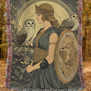 Athena Woven Blanket: Greek Goddess Cotton Throw - Etsy