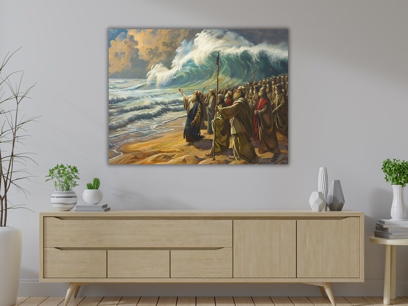 Moses & the Parting of the Red Sea, Exodus Bible Wall Art, Religious ...