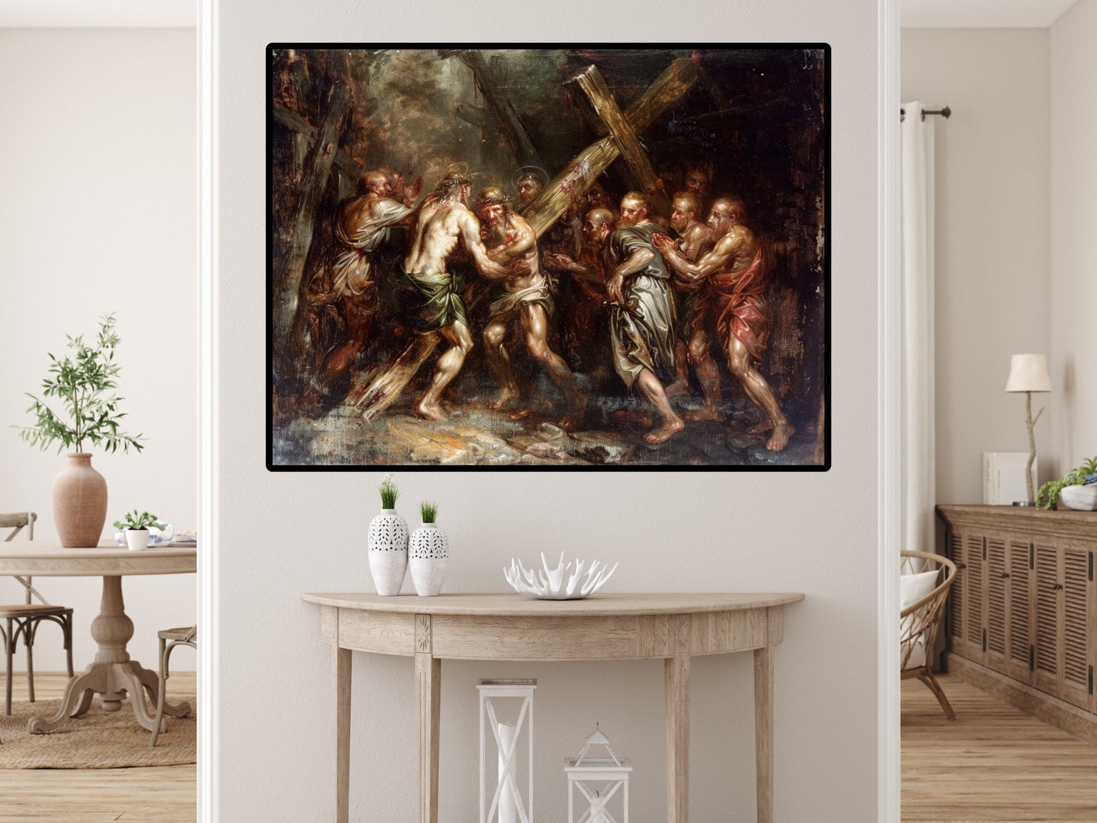 The Rising of the Cross of Jesus Christ Canvas Painting Print ...