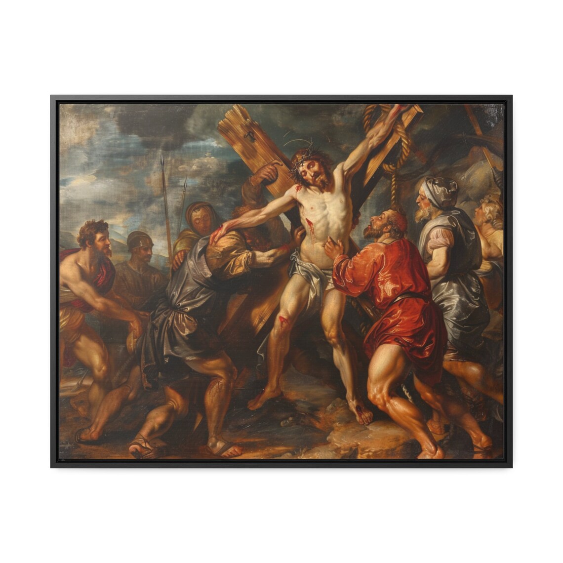 The Rising of the Cross of Jesus Christ Canvas Painting Print ...