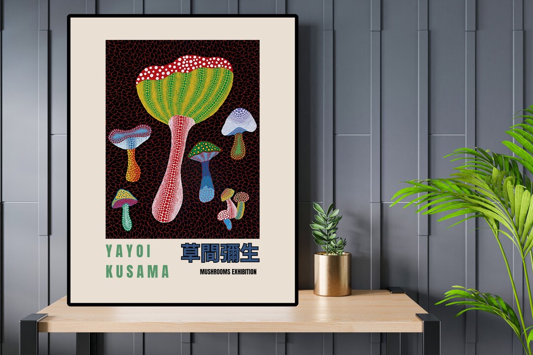 Yayoi Kusama Mushroom Exhibition Print: Japanese Wall Art - Etsy