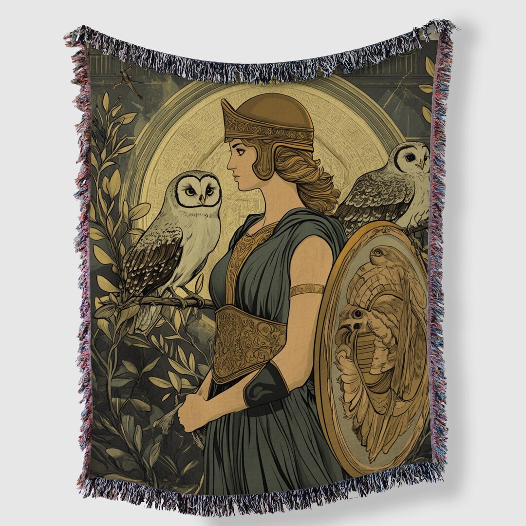 Athena Woven Blanket: Greek Goddess Cotton Throw - Etsy