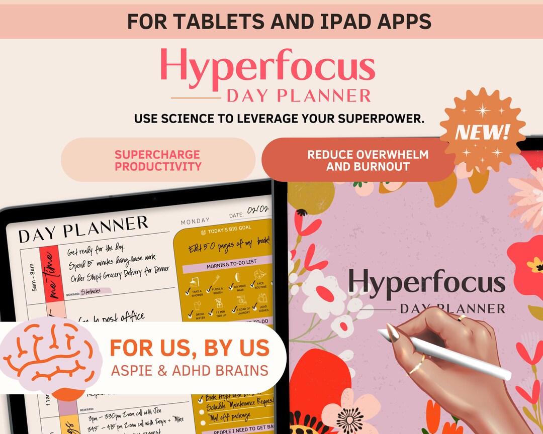 Digital ADHD Day Planner for Adults 2024 Block Schedule Calendar ...