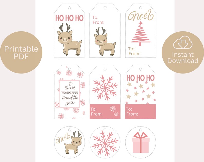 Printable Christmas Gift Tags, Pink Christmas, Gift Tags for Kids, Teen ...