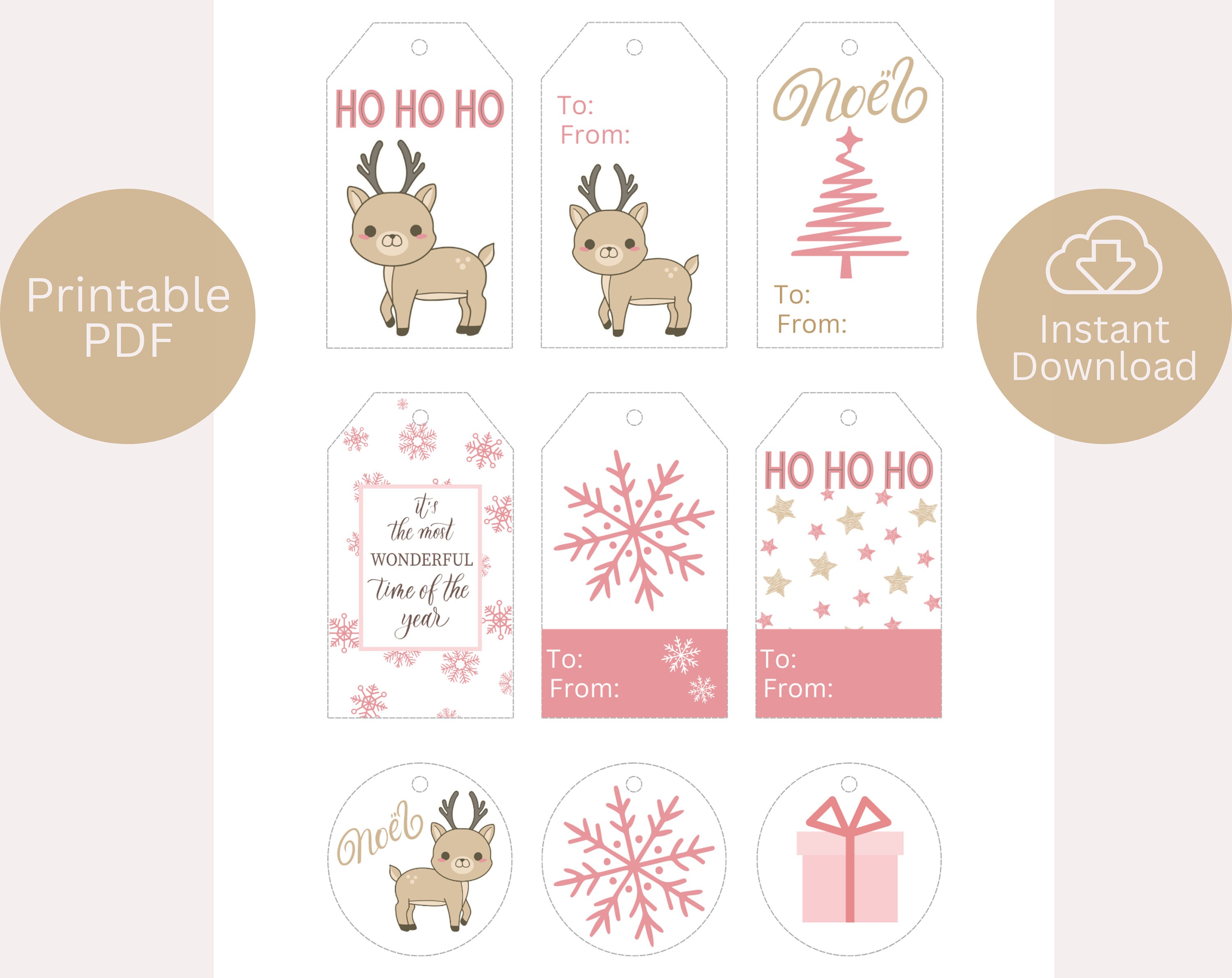 Printable Christmas Gift Tags, Pink Christmas, Gift Tags for Kids, Teen ...