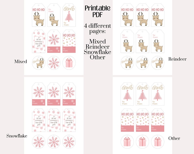 Printable Christmas Gift Tags, Pink Christmas, Gift Tags for Kids, Teen ...