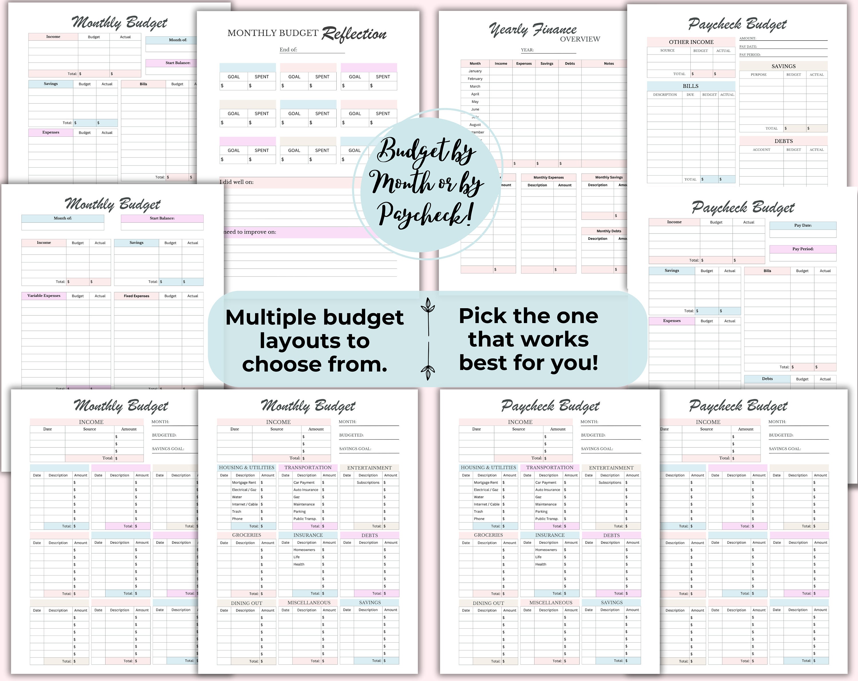 Budget Planner Bundle Printable Finance Planner for Budgeting Binder W ...
