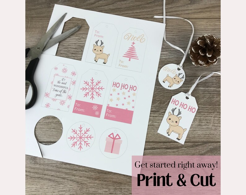 Printable Christmas Gift Tags, Pink Christmas, Gift Tags for Kids, Teen ...