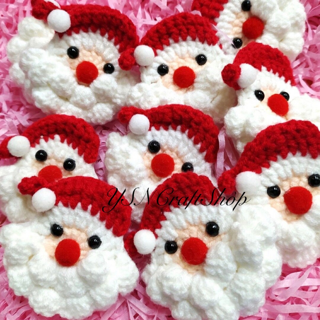 Handmade Crochet Santa Claus Brooch, Xmas Ornament. Holiday Brooch Pin ...