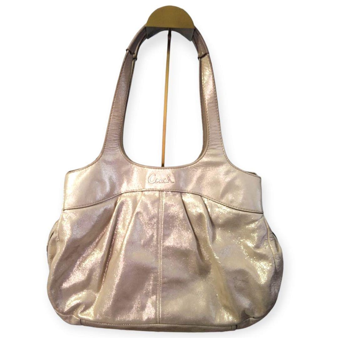 COACH LEXI Rare Vintage Shimmer Metallic Leather Champagne Gold Women's ...
