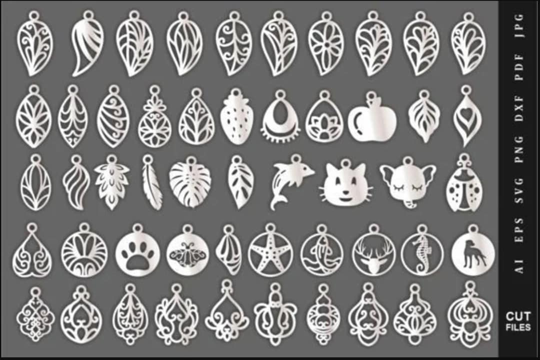 50 Earring SVG Designs Bundle, Wood Earrings Template, Leather Earring ...
