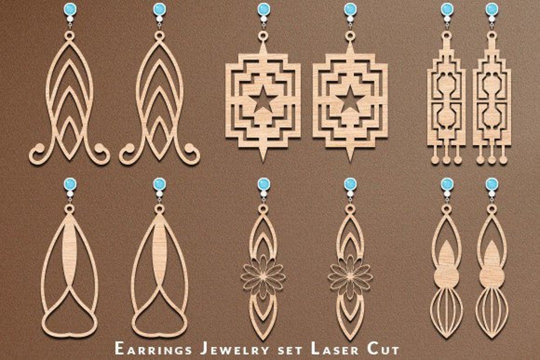 24 Earrings Jewelry Set Laser Cut - Etsy
