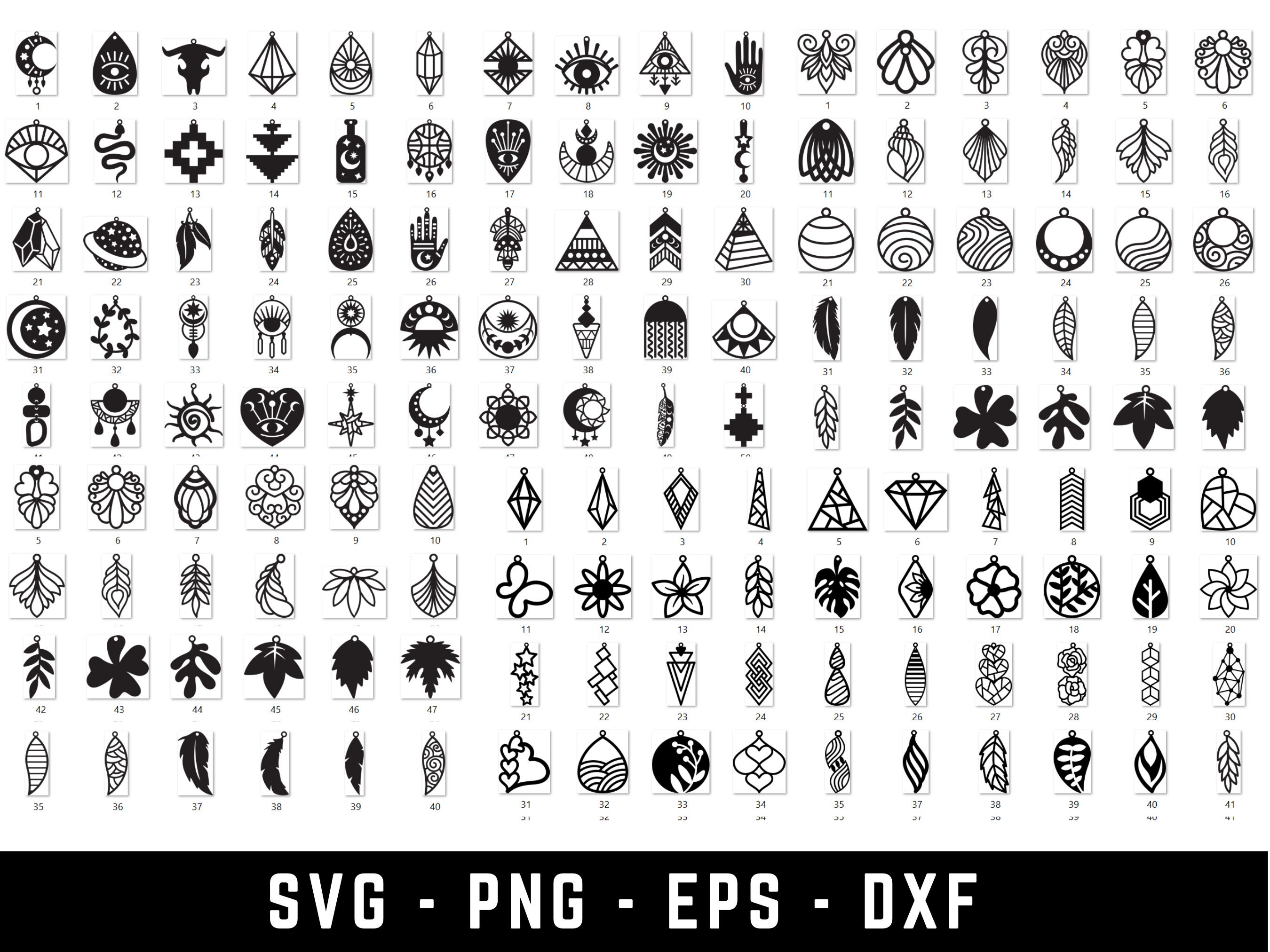 150 Boho Earring SVG Bundle Earrings Pendant Svg Geometric - Etsy